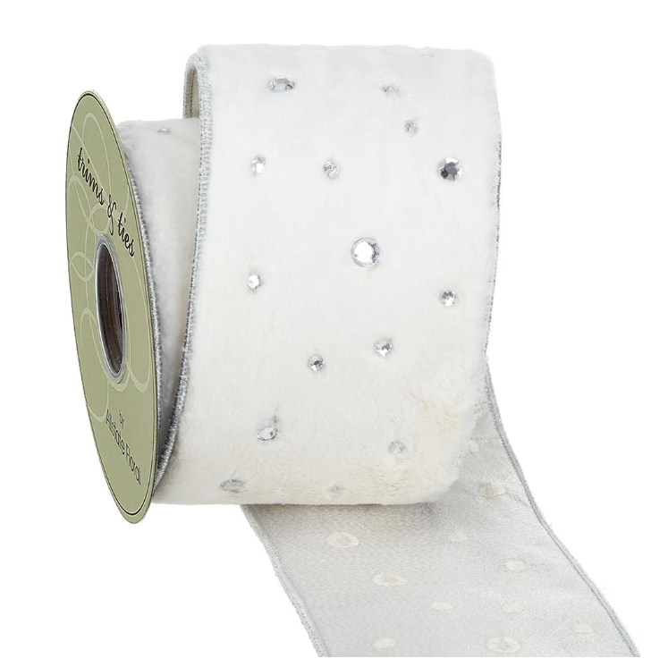 Liston Blanco Piedras Pelo 4"x5 Yardas | Christmas Decorations